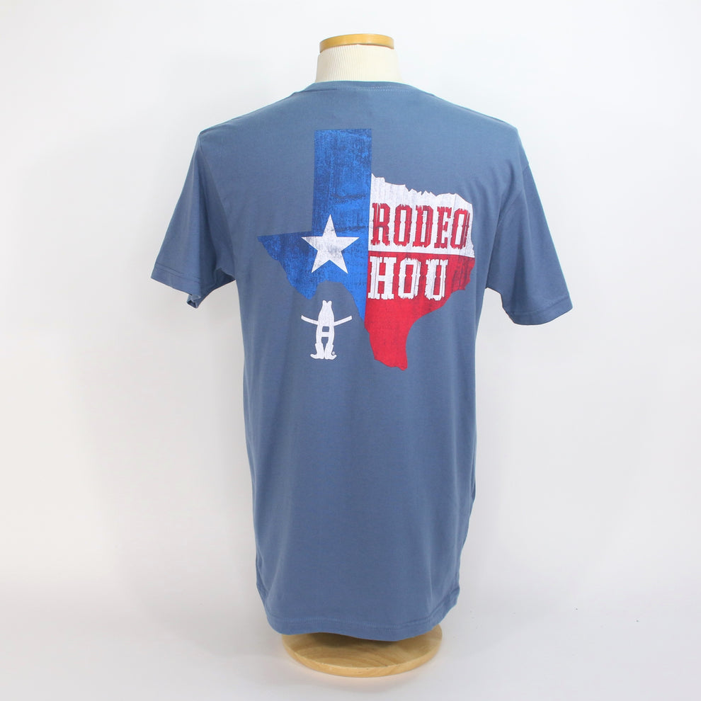 Rodeo HOU Texas Tee - Dusty Blue – Houston Livestock Show and Rodeo™